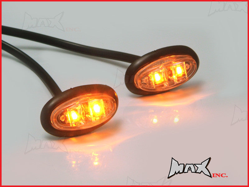 AMBER 12v Oval Flush Mount LED Mini Marker Lights