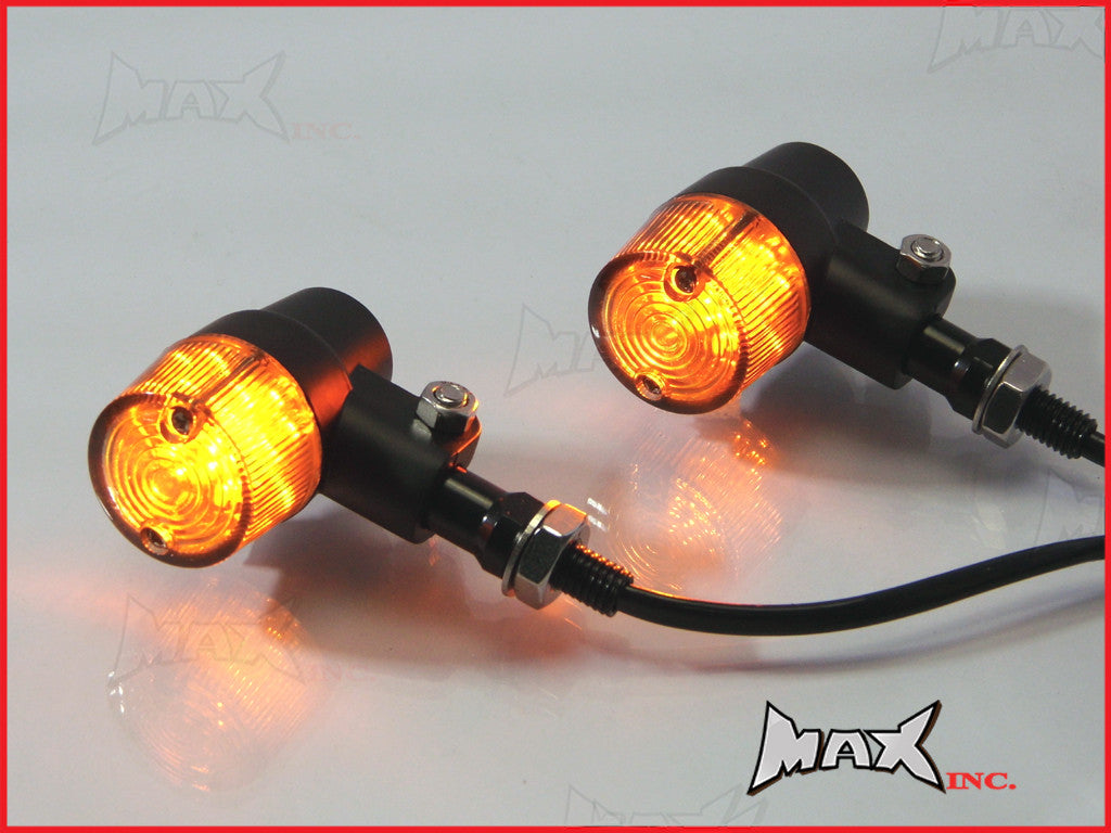 Black Alloy Retro LED Turn Signals / Indicators - Smoked Lense