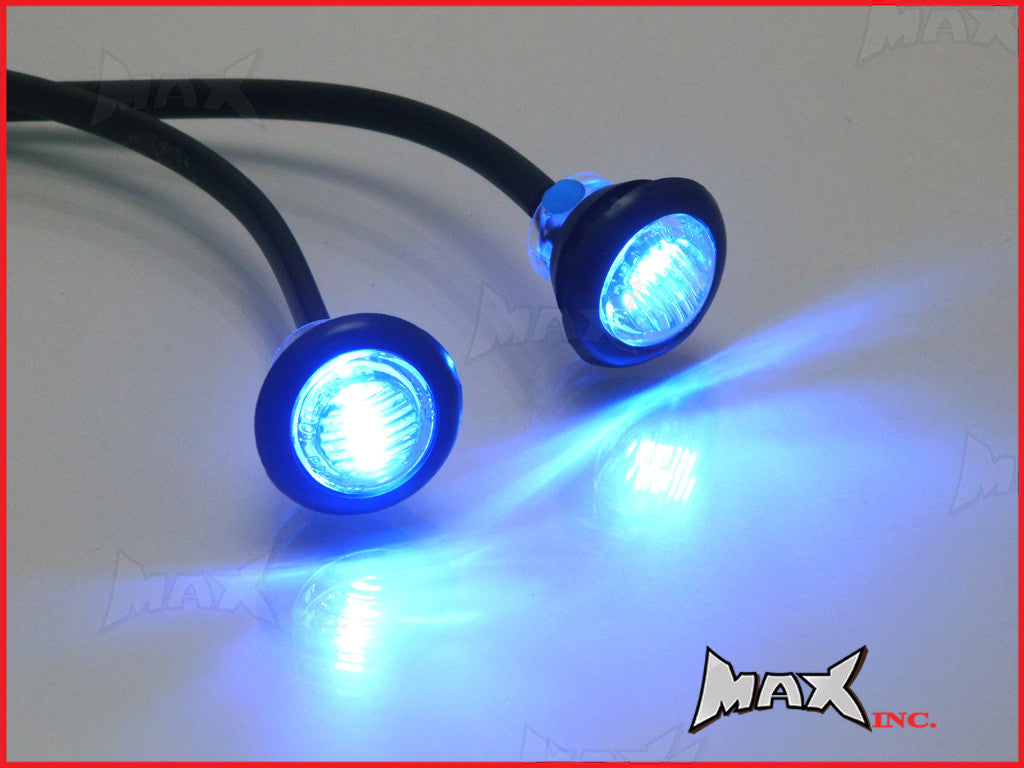 BLUE 12v Round Flush Mount LED Mini Marker Lights