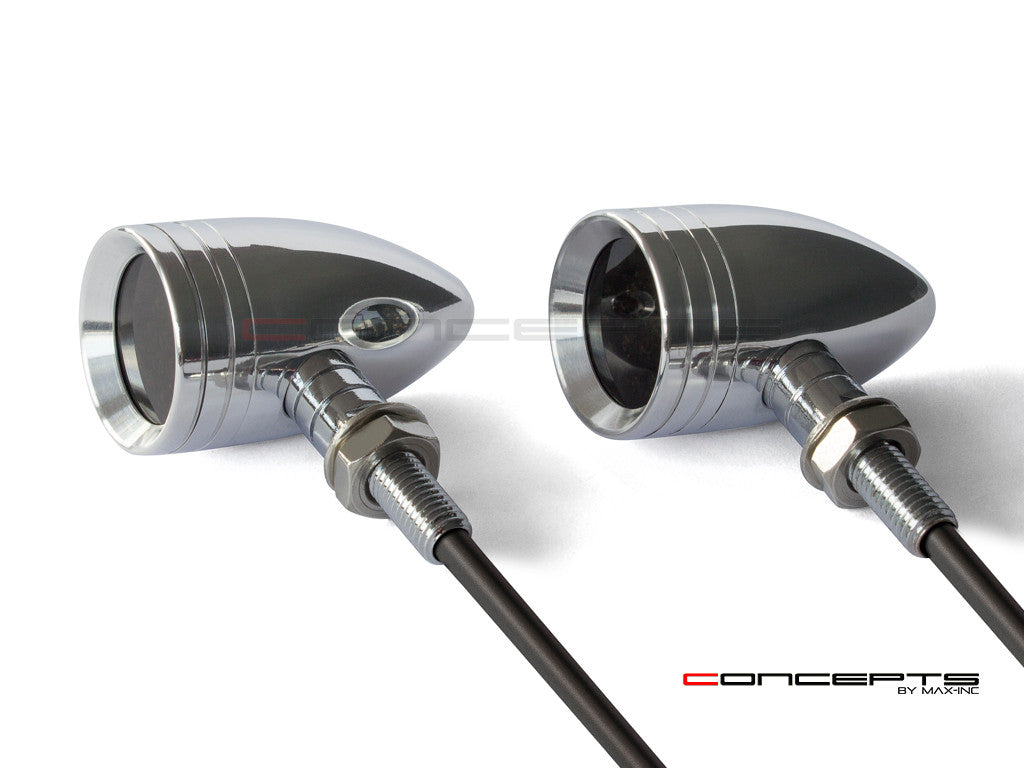 Chrome Alloy Custom LED Turn Signals / Running Lights - Smoked Lense