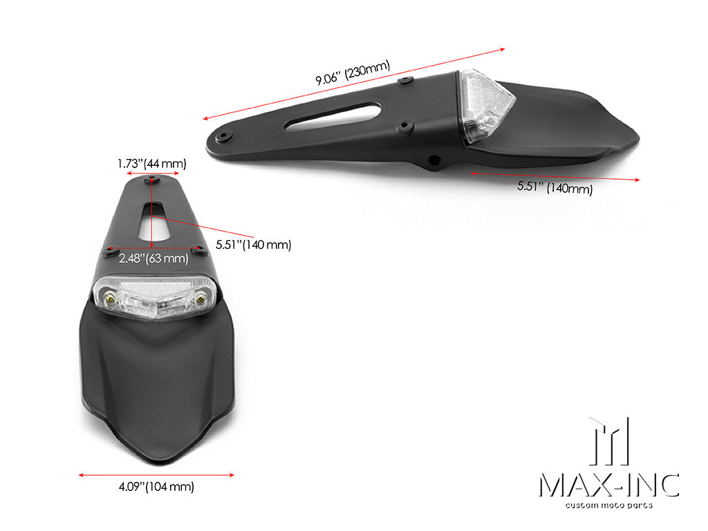 Universal Supermoto Rear Fender LED Stop / Tail Light - Clear Lens