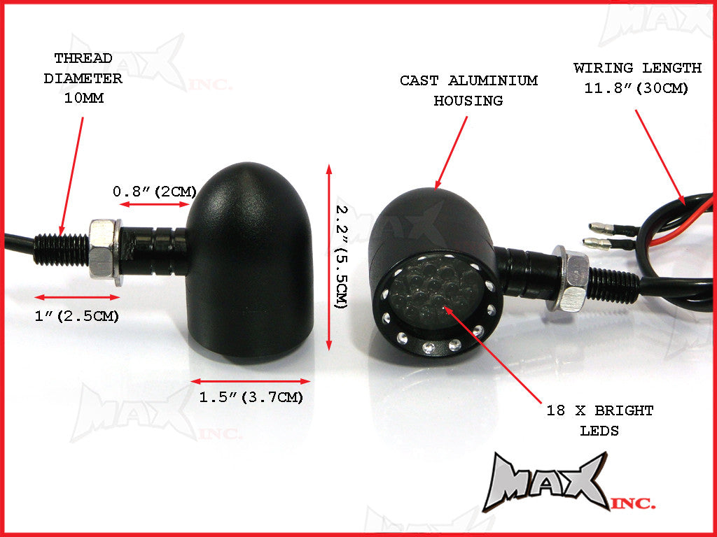 Black Alloy Custom Bobber Turn Signals / Indicators