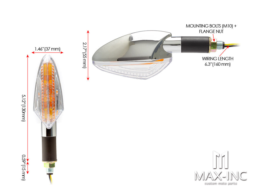 Chrome Amber Inner Lens LED Turn Signals / Indicators - Emarked