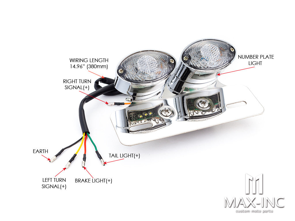 Universal Double Cat Eye Chrome LED Integrated Stop / Tail Light / Tur